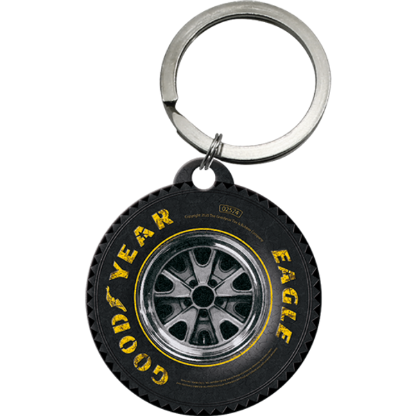 Goodyear Logo White - Emalje Krus - METALLSKILT.NO
